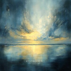 Large Abstract Seascape Painting, Modern Impasto Coastal Art in Blue ...